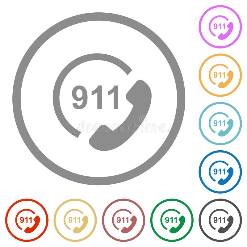 Emergency Call 911 Flat Icons with Outlines Stock Vector - Illustration of right, medic: 202243568