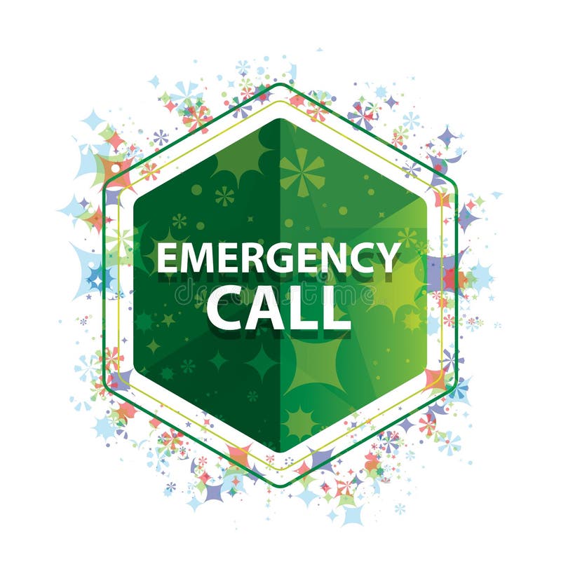 Emergency Call Floral Plants Pattern Green Hexagon Button Stock ...