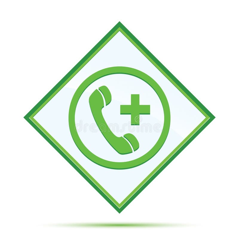 Emergency Call Icon Modern Abstract Green Diamond Button Stock ...