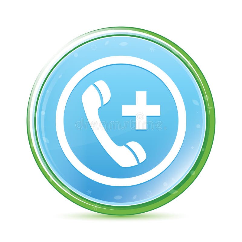 Emergency Call Icon Natural Aqua Cyan Blue Round Button Stock ...