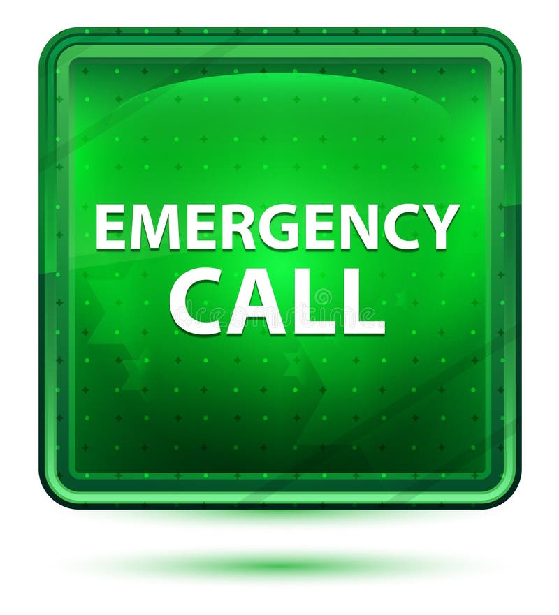 Emergency Call Neon Light Green Square Button Stock Illustration ...
