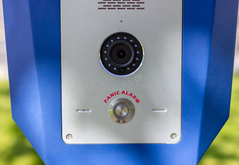Emergency Call Panel. Panic Button in the City Park Stock Image - Image ...