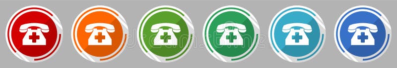 Emergency Call, Phone Icon Set, Vector Illustration in 6 Colors Options ...