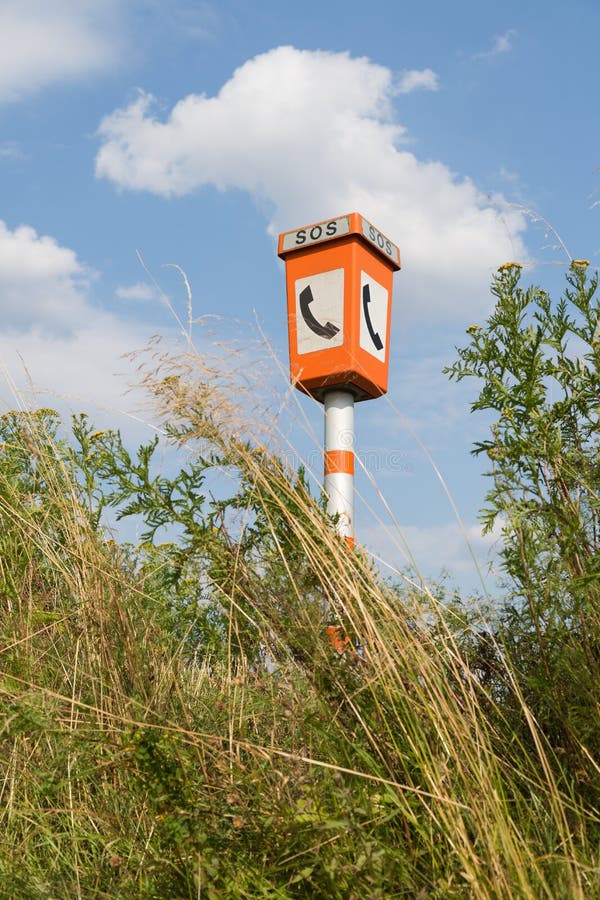 Emergency Call Post in a Rural Landscape Stock Image - Image of ...