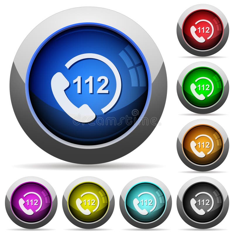 Emergency Call 112 Round Glossy Buttons Stock Vector - Illustration of ...