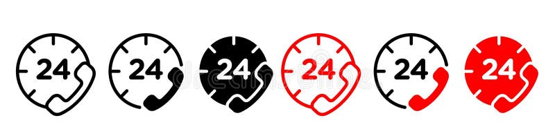 24 7 Emergency Call Services Icon Logo Set Vector Stock Vector ...