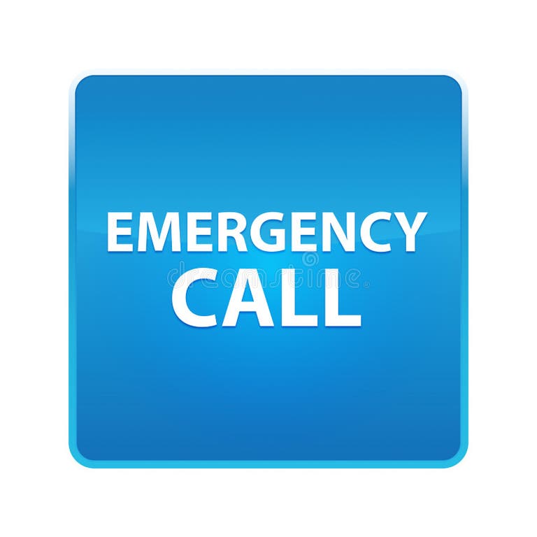 Emergency Call Shiny Blue Square Button Stock Illustration ...