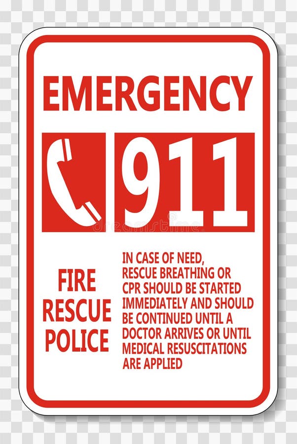 Call 911 Sign on Transparent Background Stock Vector - Illustration of ...