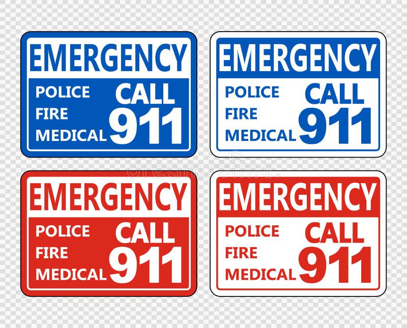 Emergency Call 911 Sign on Transparent Background Stock Vector ...