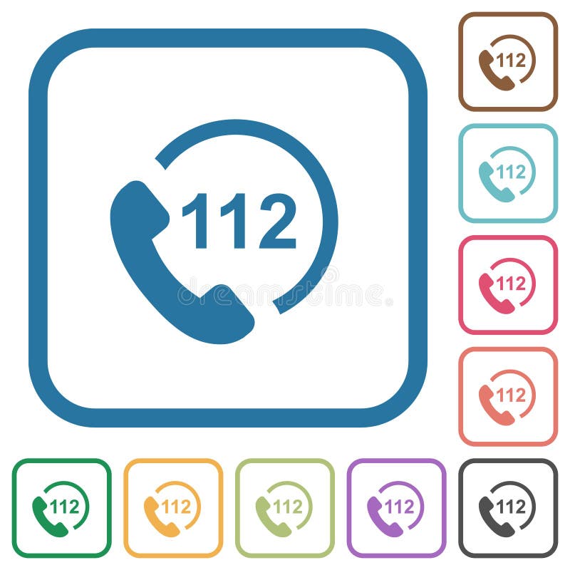 Emergency Call 112 Simple Icons Stock Vector - Illustration of curved ...