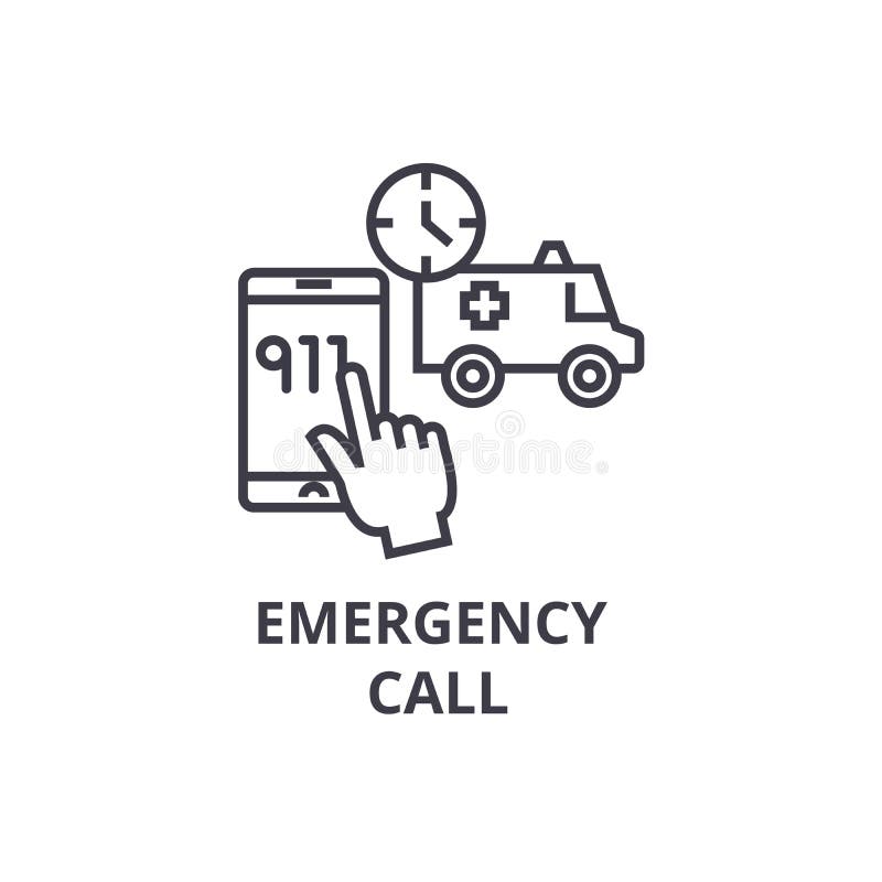 Emergency Call Thin Line Icon, Sign, Symbol, Illustation, Linear ...