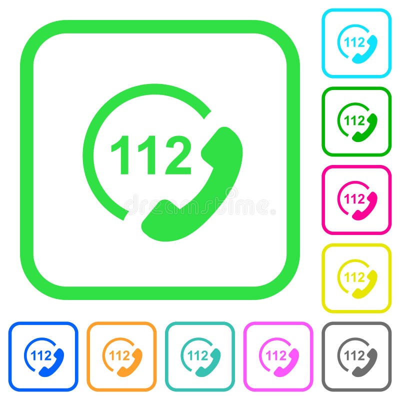 Emergency Call 112 Vivid Colored Flat Icons Stock Vector - Illustration ...