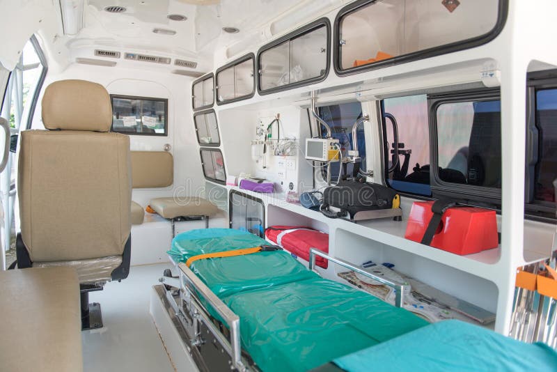 Inside an Ambulance Car with Medical Equipment for Helping Stock Image ...
