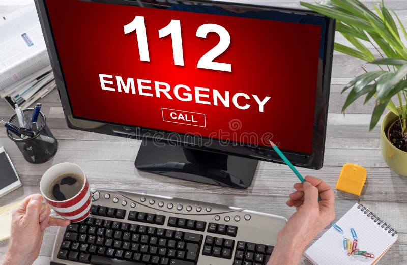 Emergency Concept on a Computer Stock Photo - Image of phone, monitor ...