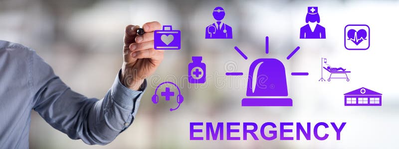Emergency Concept Drawn by a Man Stock Photo - Image of draw, concept ...