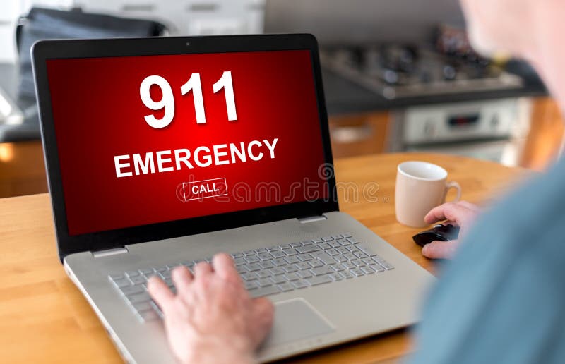 Emergency Concept on a Laptop Stock Image - Image of hand, number: 83924461