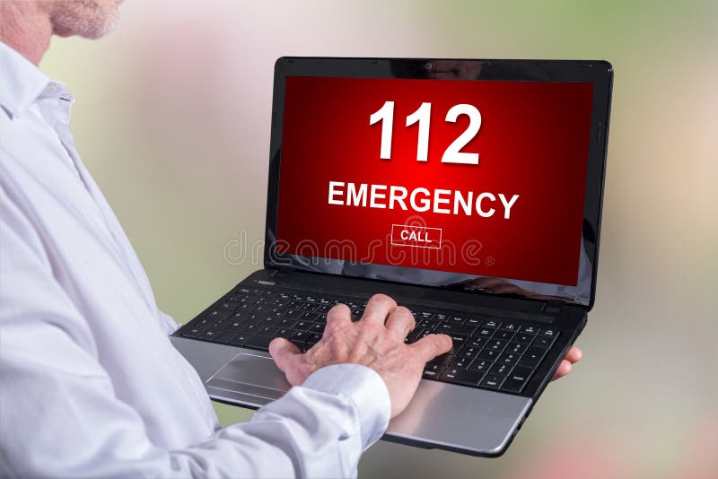 Emergency Concept on a Laptop Stock Photo - Image of number, hand: 83924514
