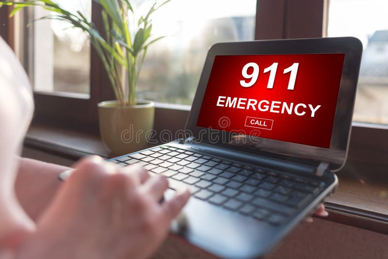 Emergency Concept on a Laptop Screen Stock Photo - Image of alarm ...