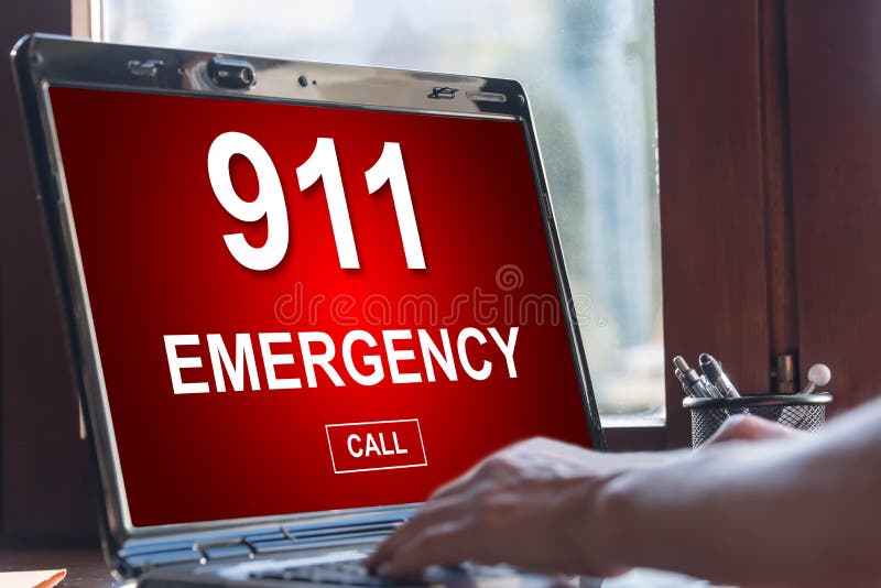 Emergency Concept on a Laptop Screen Stock Image - Image of call, phone ...