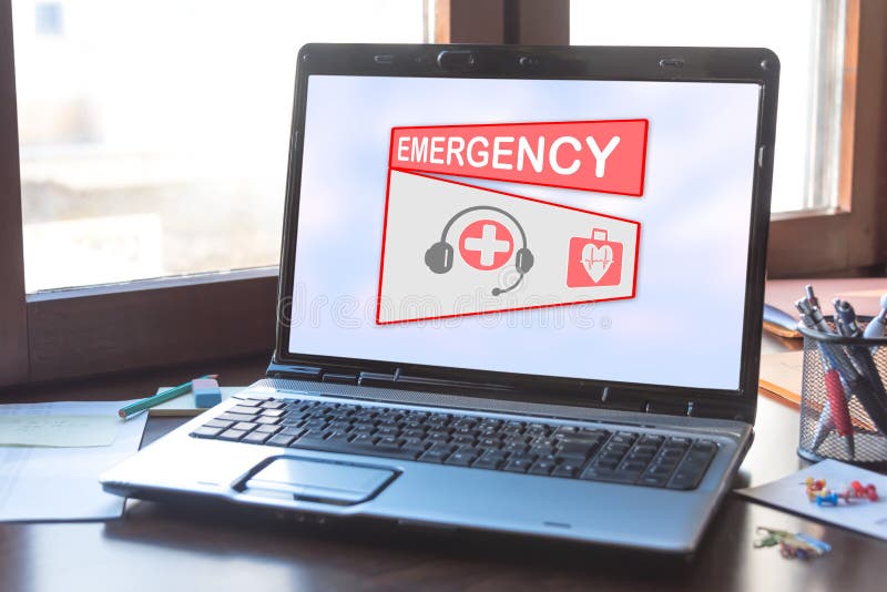 Emergency Concept on a Laptop Screen Stock Illustration - Illustration ...