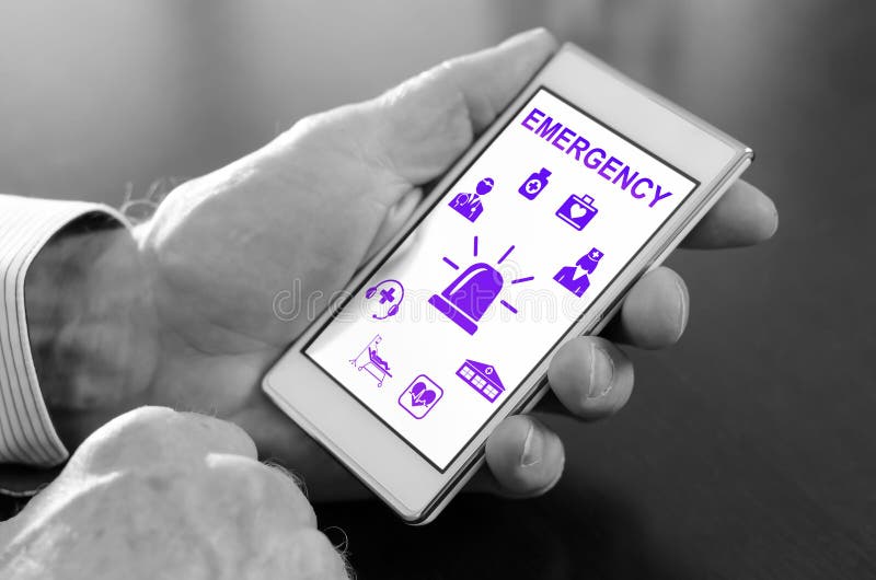 Emergency Concept on a Smartphone Stock Photo - Image of helicopter ...