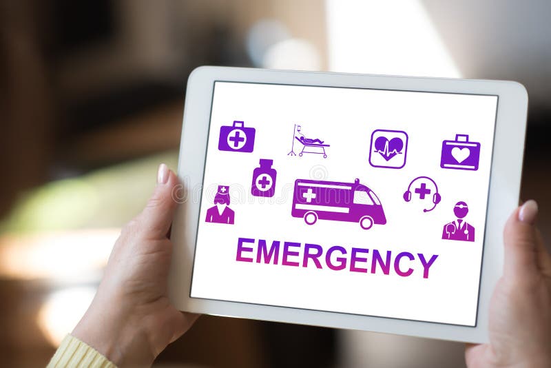 Emergency Concept on a Tablet Stock Image - Image of safety, rescue ...