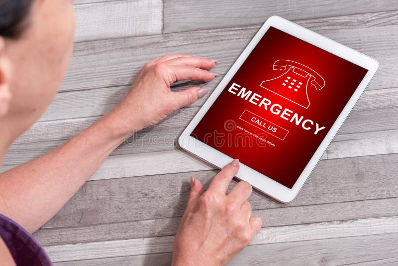 Emergency Concept on a Tablet Stock Photo - Image of number, digital ...