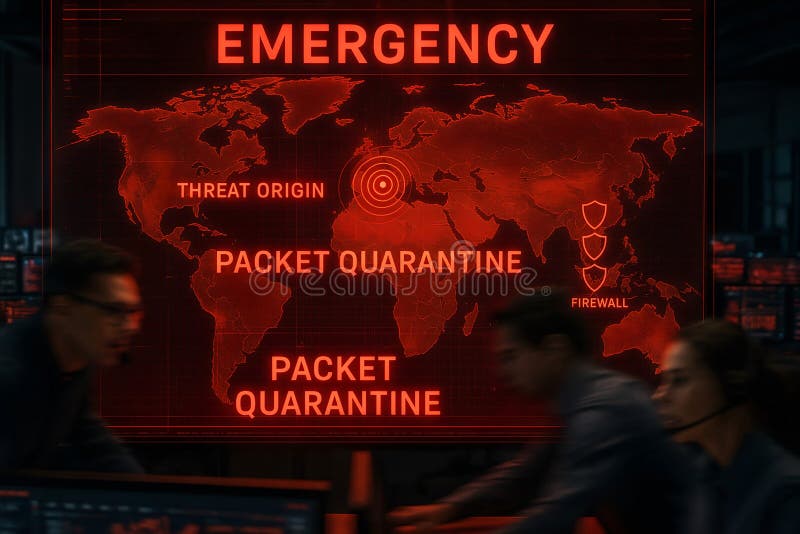 Emergency Control Room with Illuminated World Map Displaying Data ...