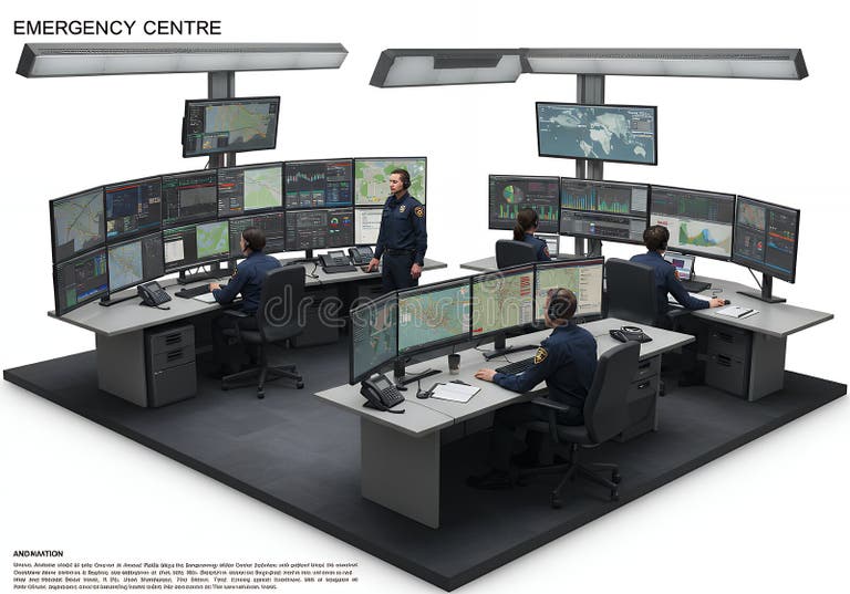 Emergency Coordination Center with Multiple Monitors and Operators in ...