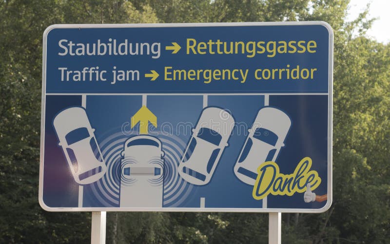 Emergency Corridor on a Freeway or Highway Stock Image - Image of ...