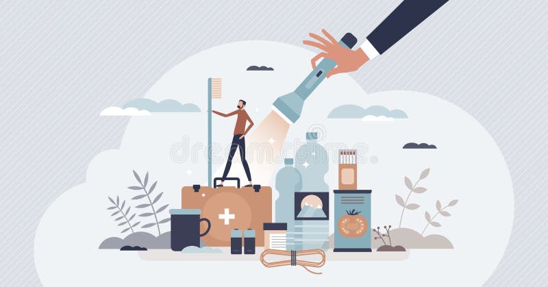 Emergency Crisis Preparedness with Basic Essential Items Tiny Person ...