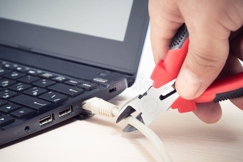 Emergency Disconnection from the Internet Stock Photo - Image of ...