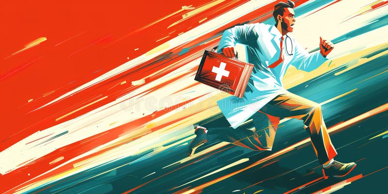 Emergency Doctor Running with a First Aid Kit Stock Photo - Image of ...