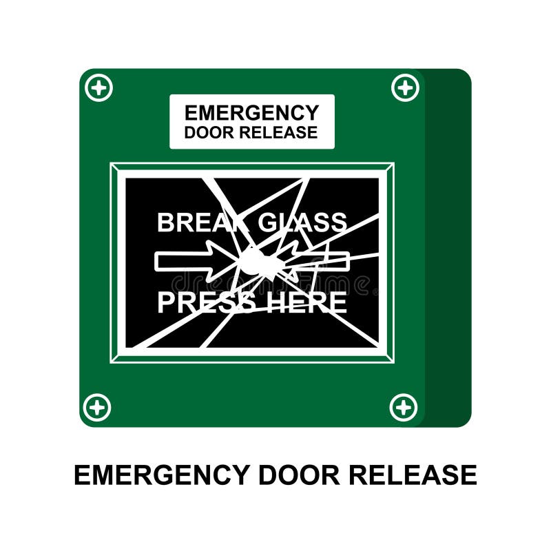 Emergency Door Release Break Glass Icon Isolated on Background Stock ...