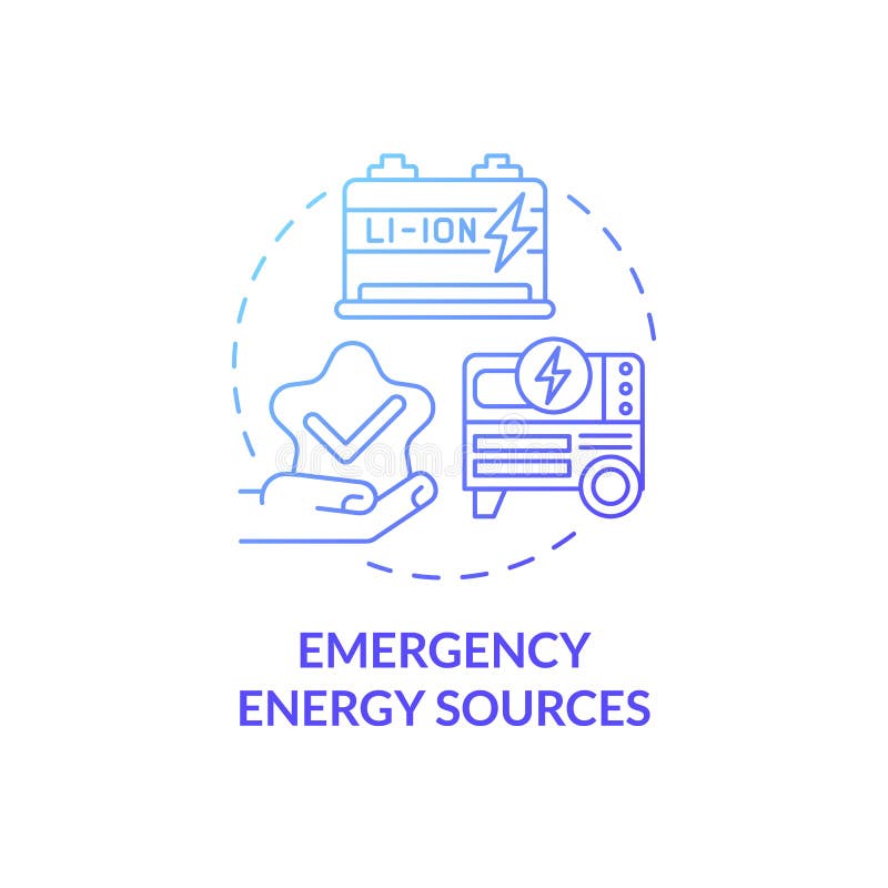 Emergency Energy Sources Blue Gradient Concept Icon Stock Vector ...