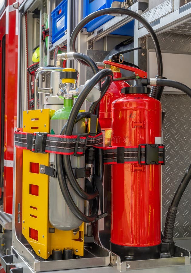 Emergency Equipment Inside a Fire Truck Stock Photo - Image of brigade ...