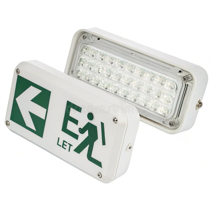 Emergency Escape Light Isolated on White Background Stock Illustration ...