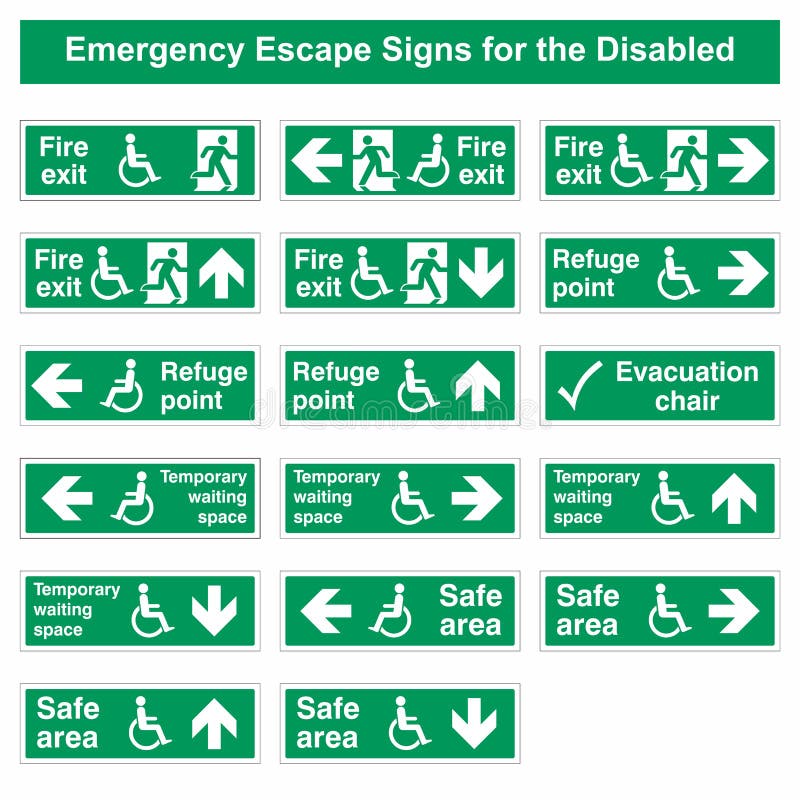 Green Emergency Signs Stock Illustrations – 546 Green Emergency Signs ...