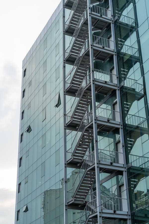 Emergency Escape Walk Stairway Outside of Office Building Stock Photo ...