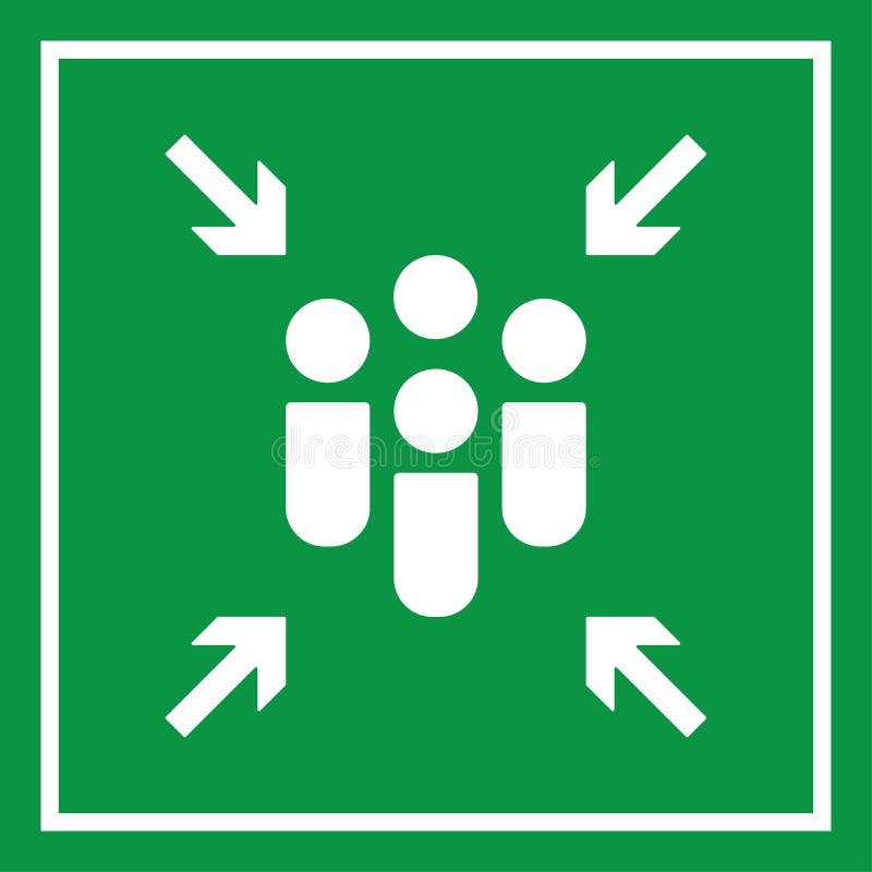 Emergency Evacuation Assembly Point Sign Stock Vector - Illustration of ...