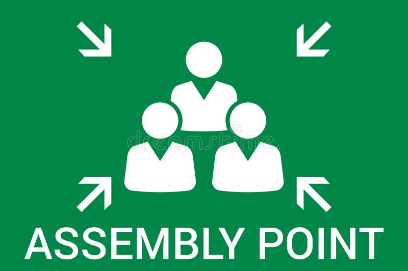 Assembly Point Icon Set. Emergency Fire Meeting Vector Symbol in a ...