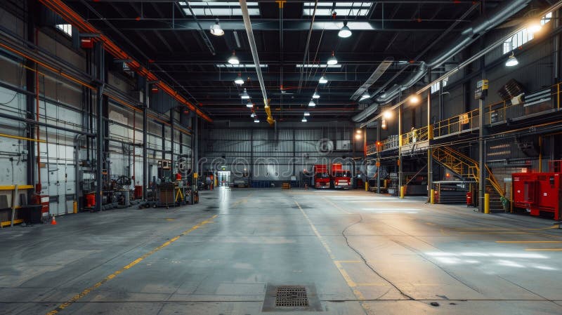 Emergency Evacuation Drill Being Conducted in an Industrial Warehouse ...