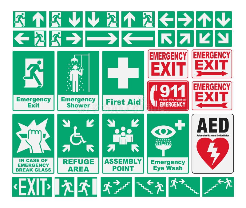 Emergency Exit - Escape Route Stock Illustration - Illustration of sign ...