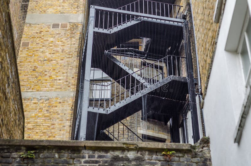 Emergency Exit at the Back of a Residential Building, the Metal Stock ...