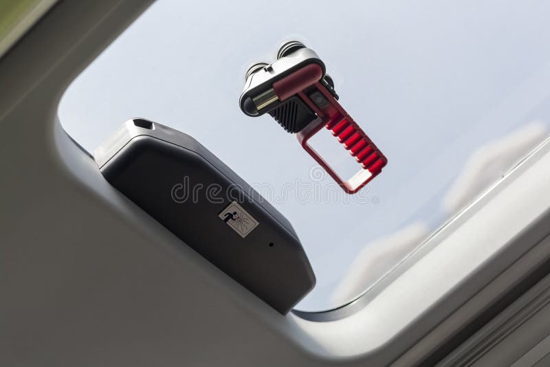 Emergency Exit of Coach Bus Stock Image - Image of break, warning: 41214719