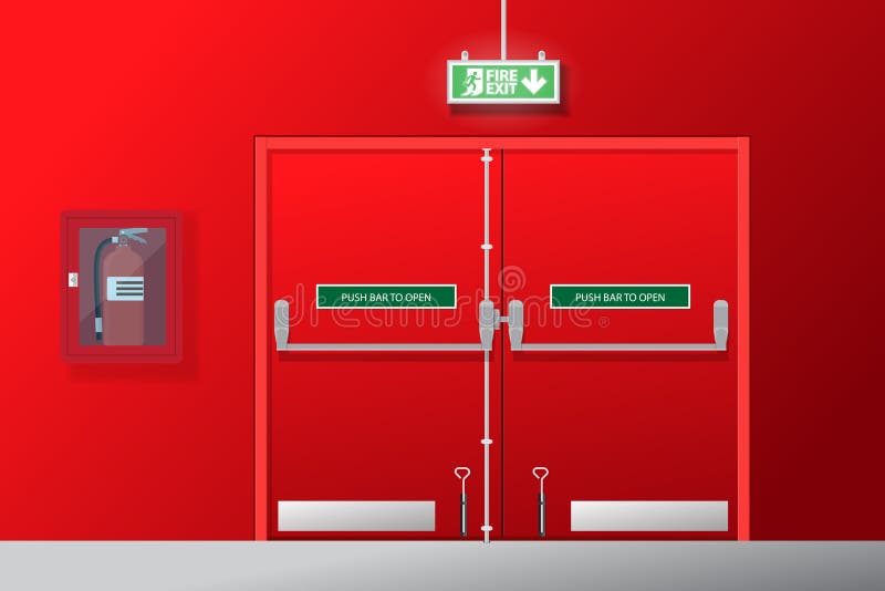 Emergency Exit Door. stock illustration. Illustration of wall - 156724899