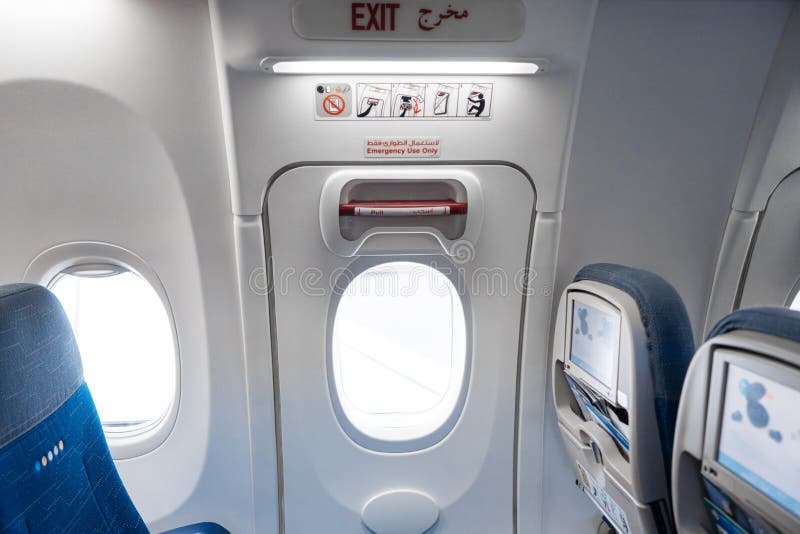 Overwing Emergency Exit in the Aircraft Stock Photo - Image of ...