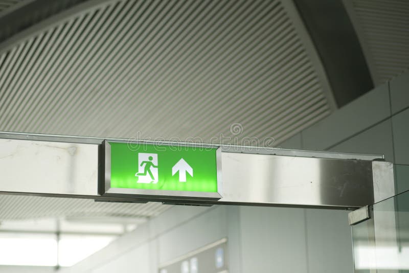 Emergency Exit Door Inside of a Building Stock Image - Image of dark ...
