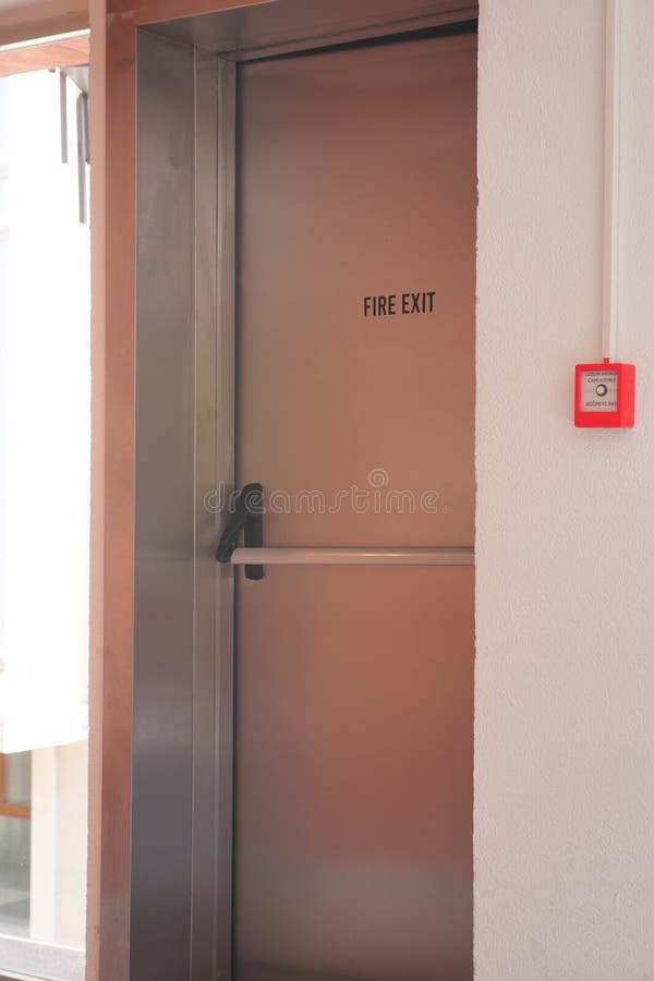 Emergency Exit Door Inside of a Building Stock Image - Image of outside ...