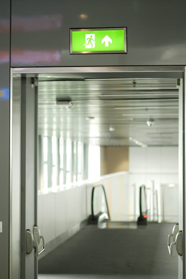 Emergency Exit Door Inside of a Building at Airport Stock Image - Image ...
